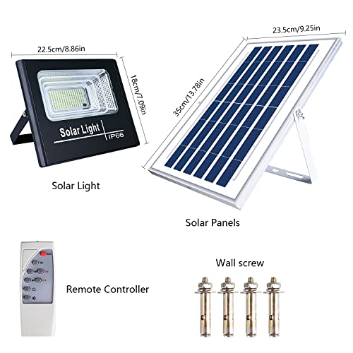 Solar Lights Outdoor, 87 LEDs Solar Security Light with Remote Control, Solar Powered Auto Dusk to Dawn Sensor IP66 Waterproof, Equivalent 110V 40W LED Flood Light for Yard Porch Balcony Garage Garden