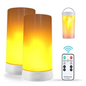 2pcs led flame light, usb rechargeable flame effect light, flame lamp with remote & timer, waterproof dimmable flameless candles light for home party garden camping halloween christmas decoration