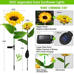 BUCASA Solar Lights Outdoor Garden Decor, 4 Pack Realistic Sunflower Solar Lights, Beautiful Waterproof Solar Outdoor Lights Solar Powered Garden Lights for Yard Garden Patio Pathway