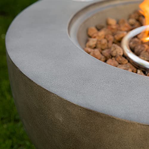 Barton Propane Gas Fire Pit Table Concrete w/PVC Cover & Lava Rocks 40,000 BTU 27.5" Outdoor Patio Garden Firepit Heater Backyard