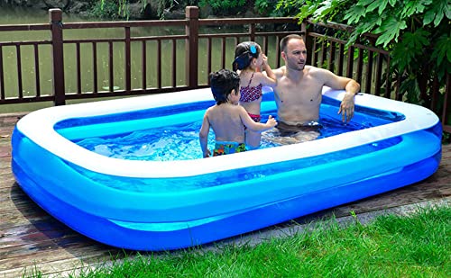 Amocane Inflatable Swimming Pool, L79 x W59 x H20 in, Family Swimming Pool with Electric Air Pump( Included ), for Backyard, Garden, Water Party