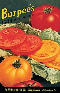 vintage burpee’s 1944 seeds that grow tomato seeds metal tin sign 8×12 inch retro home kitchen outdoor garden wall decor tin metal poster