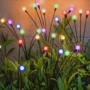 elitecran solar garden lights, 2 pack 8 led solar firefly lights, ip65 solar landscape light, swaying decorative lights for garden yard patio path for halloween christmas (color light, 2 pack)