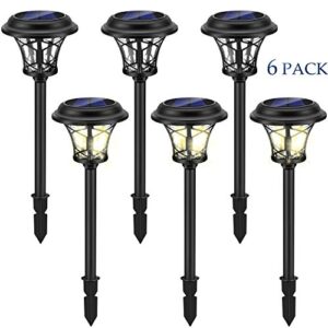 6 Pack Outdoor lights solar Powered 20 lumens solar yard lights Auto On/Off White Light, Glass and Stainless Steel Solar Lights Pathway for lawn,Solar Driveway Lights,Garden lights,Landscape Lighting