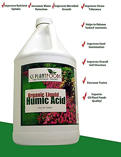 Organic Liquid Humic Acid with Fulvic Increased Nutrient Uptake for Turf, Garden and Soil Conditioning 1 Gallon Concentrate (Packaging May Vary)