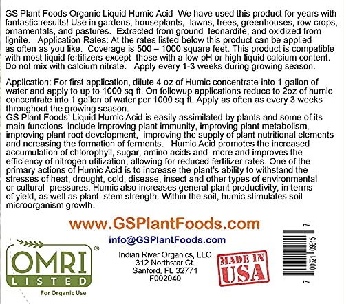 Organic Liquid Humic Acid with Fulvic Increased Nutrient Uptake for Turf, Garden and Soil Conditioning 1 Gallon Concentrate (Packaging May Vary)