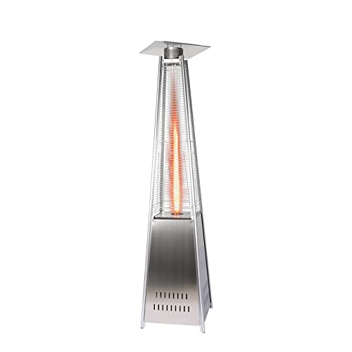 YOG Patio Propane Heaters, 46000 BTU Outdoor Garden Heater All Stainless Steel, Pyramid Glass Tube Propane Patio Heater,Decor for Party, BBQ, Bonfire, Campfire, Fireplaces (Pyramid Stainless Steel)