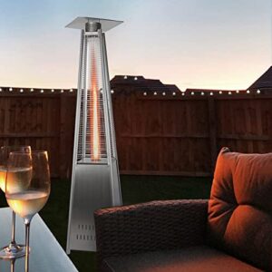 YOG Patio Propane Heaters, 46000 BTU Outdoor Garden Heater All Stainless Steel, Pyramid Glass Tube Propane Patio Heater,Decor for Party, BBQ, Bonfire, Campfire, Fireplaces (Pyramid Stainless Steel)