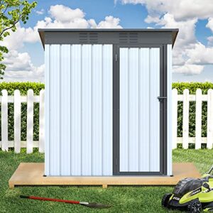 Storage Shed 5x3 Ft Outdoor Storage Shed Storage Sheds Garden Shed Tool Shed with Slopping Roof Vents Hinge Door and Lock, for Garden Lawn Patio Backyard