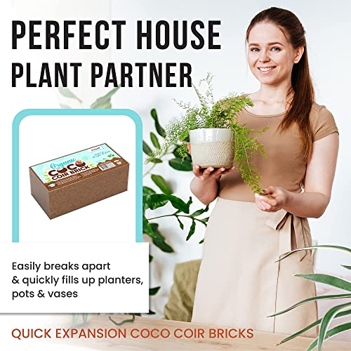 Compressed Coco Coir, 1 Pack Organic Coconut Coir, 1.4 Lb Coco Coir Brick, Coconut Soil with Low EC & pH Balance, Coco Fiber for Herbs & Flowers, High Expansion, Renewable Coconut Soil for Planting