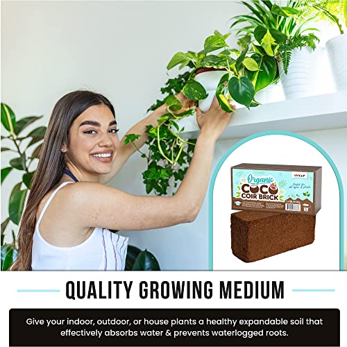 Compressed Coco Coir, 1 Pack Organic Coconut Coir, 1.4 Lb Coco Coir Brick, Coconut Soil with Low EC & pH Balance, Coco Fiber for Herbs & Flowers, High Expansion, Renewable Coconut Soil for Planting