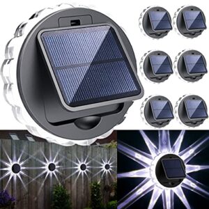 tijnn solar wall lights -(6 pack), 3 mode dynamic rotating lights,outdoor lighting backyard decor outside step lights garden post fence