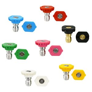 7 Pcs 7 Color Pressure Washer Spray Nozzle Tips 1/4 Inch Quick Connector Multiple Spray Degrees for Long Range Nozzle, Power Washer, Rated Up to 4000 PSI