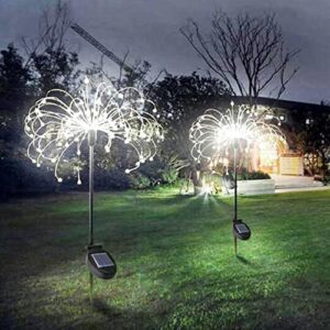 solar garden decor firework lights – 1pc led solar diy flowers fireworks arrangement lamp with 2 lighting modes for outdoor wedding garden walkway patio backyard party decor