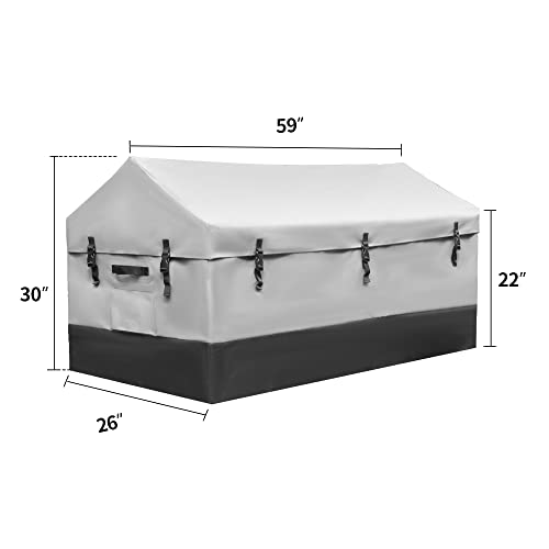 FVSCM 172 Gallon Outdoor Storage Box Waterproof, Portable Soft Deck Box for Outdoor Cushions, Throw Pillows, Garden Tools, Pool Towel and Accessories, Grey & Black