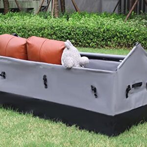 FVSCM 172 Gallon Outdoor Storage Box Waterproof, Portable Soft Deck Box for Outdoor Cushions, Throw Pillows, Garden Tools, Pool Towel and Accessories, Grey & Black