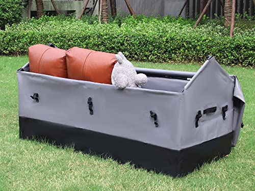 FVSCM 172 Gallon Outdoor Storage Box Waterproof, Portable Soft Deck Box for Outdoor Cushions, Throw Pillows, Garden Tools, Pool Towel and Accessories, Grey & Black