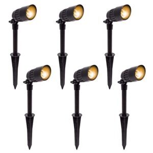 greenlighting low voltage outdoor lights – 280 lumen modern spotlights – walkway lights, garden lights, lawn or landscape lighting – waterproof and rust-resistant (black, 6 pack)