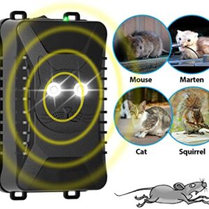 Under Hood Ultrasonic Rodent Repellent, with LED Strobe Lights, Rodent Defense Vehicle Protection, Get Rid of Mice in Car Engine, Rat Repellent for Garage Attic Basement Warehouse