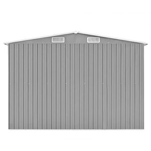 Outdoor Metal Storage Shed, Garden Shed with Door and Vents, Tool Room for Backyard, Patio, Lawn Garden Shed 101.2"x154.3"x71.3" Metal Gray