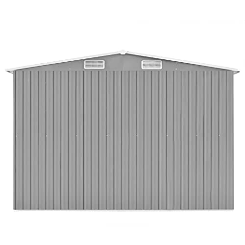 Outdoor Metal Storage Shed, Garden Shed with Door and Vents, Tool Room for Backyard, Patio, Lawn Garden Shed 101.2"x154.3"x71.3" Metal Gray