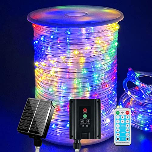 196ft 600 LED Rope Lights Outdoor Waterproof with Remote 60 Meters Solar Powered String Lights 8 Modes Super Long Fairy Light with Timer Solar Tube Lights for Garden Deck Patio Pool Weeding Yard Decor