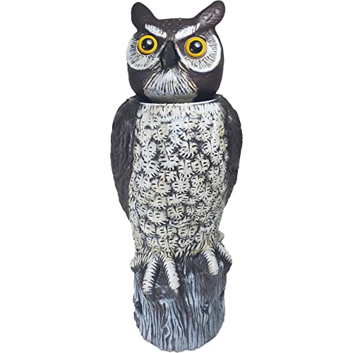 Dalen SOL-R Action Solar Fake Owl Decoy to Scare Birds Away from Gardens, Rooftops, and Patios - Scarecrow Provides Chemical-Free Pest Control - Safe and Humane, 18" 360º Rotating Head