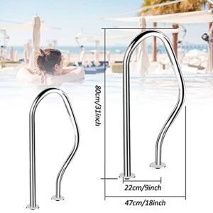 BTZHY Pool Handrails Pool Hand Rail 304 Stainless Steel Swimming Pool Handrail, Easy-to-Install, Pool Hand Rail for Garden Backyard Pools and Inground Pools Entrances