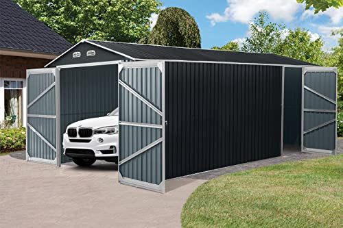 Outdoor Storage Shed 20x10 FT, Metal Garden Shed for Car,Truck,Bike, Garbage Can, Tool, Lawnmower, Outdoor Storage Galvanized Steel with Lockable Door for Backyard, Patio, Lawn