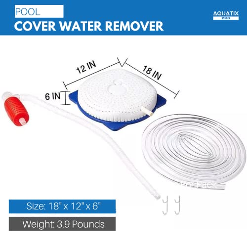 Aquatix Pro Pool Cover Drainer Kit for Above Ground Swimming Pools, Premium Pool Cover Siphon with 16 Feet Hose & Pump, Suitable for All Coverings, Quick and Easy Water Drainage, 1 Year Warranty!