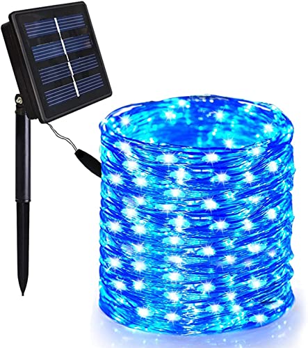 SOLARMKS Solar String Lights,200 LED Solar Lights Outdoor 8 Modes Blue Christmas Lights Waterproof Solar Fairy Lights for Pool Garden Patio Wedding Party Christmas Holiday Outdoor Decorative