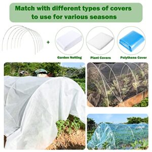 hannger 6 Sets of Greenhouse Hoops Grow Tunnel 32Pcs Row Cover Hoops - 7ft Long Garden Hoops for Raised Beds with Rust-Free Fiberglass Support Hoops Frame - DIY Plant Support Garden Stakes