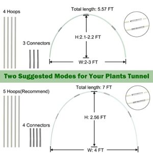 hannger 6 Sets of Greenhouse Hoops Grow Tunnel 32Pcs Row Cover Hoops - 7ft Long Garden Hoops for Raised Beds with Rust-Free Fiberglass Support Hoops Frame - DIY Plant Support Garden Stakes