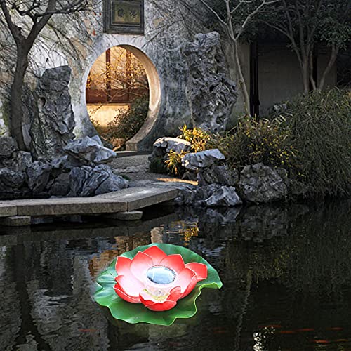 Solar Powered LED Lotus Flower Lamp Water Resistant Outdoor Floating Night Light for Yard Garden Swiming Pool Party Decoration (A)