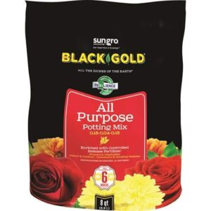 sun gro horticulture 8-quart black gold 1310102 purpose potting soil with control, brown/a