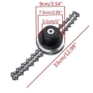 GOODTRADE8 Lawn Mower Chain Weed Trimmer Head,65Mn Garden Grass Trimmer Head with Coil Chain Fits for Straight Shafts Lawn Mower Garden Pole Trimmer Tools & Chain Mower & Garden Grass Trimmer (Red)