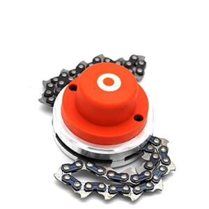 GOODTRADE8 Lawn Mower Chain Weed Trimmer Head,65Mn Garden Grass Trimmer Head with Coil Chain Fits for Straight Shafts Lawn Mower Garden Pole Trimmer Tools & Chain Mower & Garden Grass Trimmer (Red)