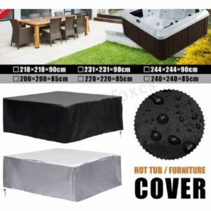 JJ yyds Universal Square Hot Tub Jacuzzi Spa Caps Cover Heavy Duty Waterproof Dustproof All-Weather Outdoor Garden Furniture Covers (Color : Light Grey, Specification : 244X244X90cm)