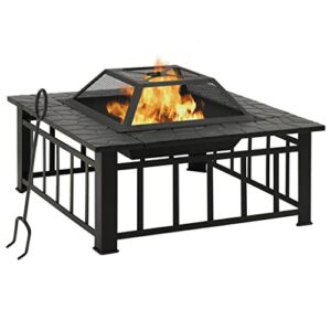 golinpeilo garden fire pit with poker 31.9″x31.9″x18.5″ xxl steel (style j)