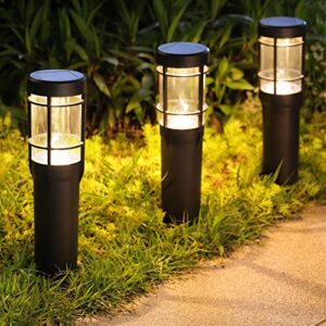 kelme solar pathway lights, 6 pack solar outdoor lights up to 14 hrs warm white solar landscape lights, ip65 waterproof solar garden lights for path walkway yard lawn decorative