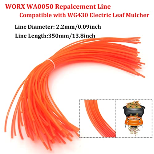 QUASION WA0050 Flex-A-Line 60-Pack 13.8" Replacement Line Compatible with Worx WG430 Electric Leaf Mulcher