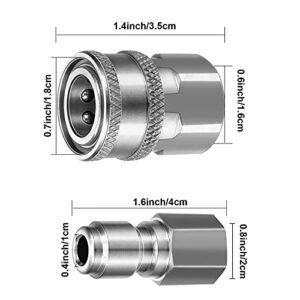 4 Sets NPT 3/8 Inch Stainless Steel Male and Female Quick Connector Kit Pressure Washer Adapters Hose Quick Connector (Internal Thread)