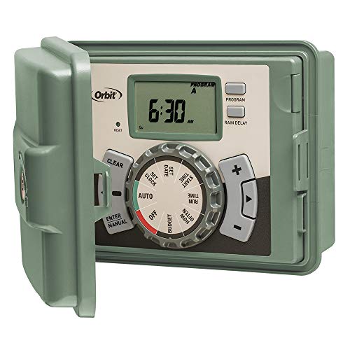 Orbit 57896 6-Station Outdoor Swing Panel Sprinkler System Timer , Green