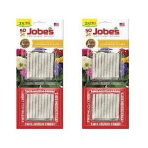 jobe’s fertilizer spikes for flowering plants, 10-10-4 time release fertilizer, 50 spikes per package (2 pack)