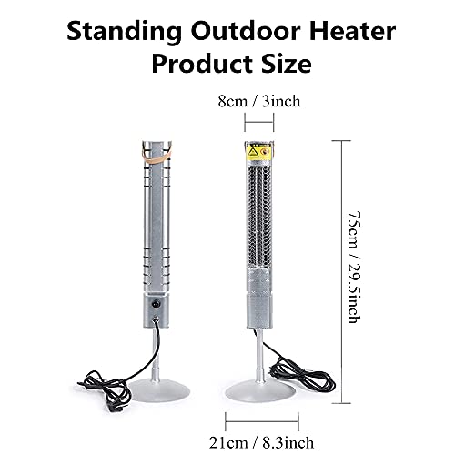 SUN RDPP 110v Outdoor Patio Heater, 1500w Electric Outdoor Heaters, 1s Fast Heating & IP65 Waterproof & Anti-Dump, for Garden Patio Garage Backyard