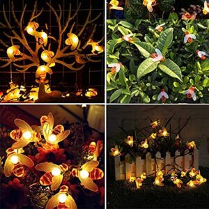 Oluote Solar Bee String Lights, 50LEDs 16ft/5M 8 Modes, Honeybee String Lights, Outdoor Honey Bee Fairy Lights for Garden Home Patio Lawn Party Holiday (16ft/5M, Warm White)