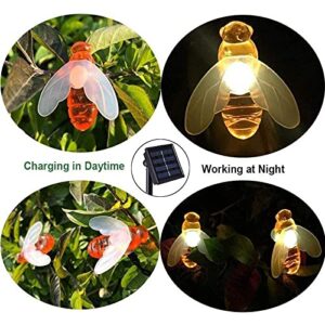 Oluote Solar Bee String Lights, 50LEDs 16ft/5M 8 Modes, Honeybee String Lights, Outdoor Honey Bee Fairy Lights for Garden Home Patio Lawn Party Holiday (16ft/5M, Warm White)