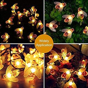 Oluote Solar Bee String Lights, 50LEDs 16ft/5M 8 Modes, Honeybee String Lights, Outdoor Honey Bee Fairy Lights for Garden Home Patio Lawn Party Holiday (16ft/5M, Warm White)