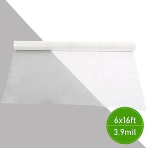 Agfabric 3.9Mil Plastic Covering Clear Polyethylene Greenhouse Film UV Resistant for Grow Tunnel and Garden Hoop, Plant Cover&Frost Blanket for Season Extension, 6x16ft