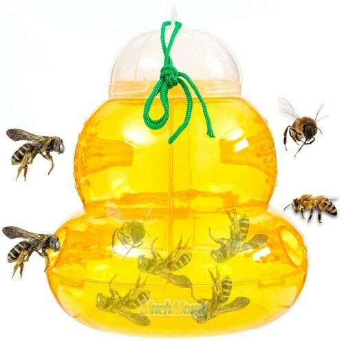 Wasp Trap Bee Traps Jar | Hornet Trap Yellow Jacket Trap Attracts Hornets Yellow Jackets Bees Wasps | Trap & Bee Catchers for Outside | Plastic Wasp Trap for Outdoors Catcher | 2pcs Beehive Wasp Trap